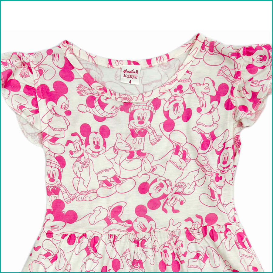 Mickey Mouse Cartoon Girls Dress - Pink - Mchakky