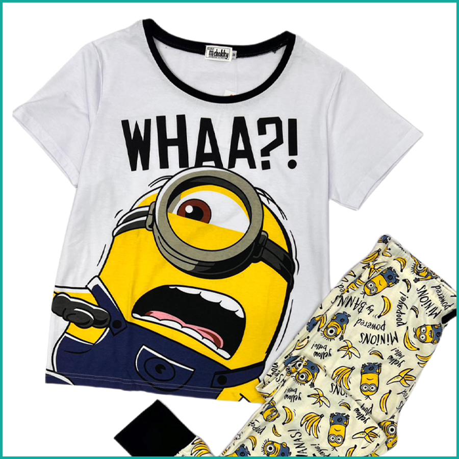 Minions Whaa Ladies Pajama Set - White - Mchakky
