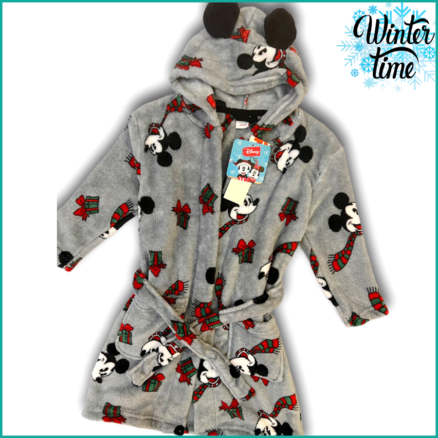 Mickey Mouse Winter Kids Bath Rob - Gray - Mchakky
