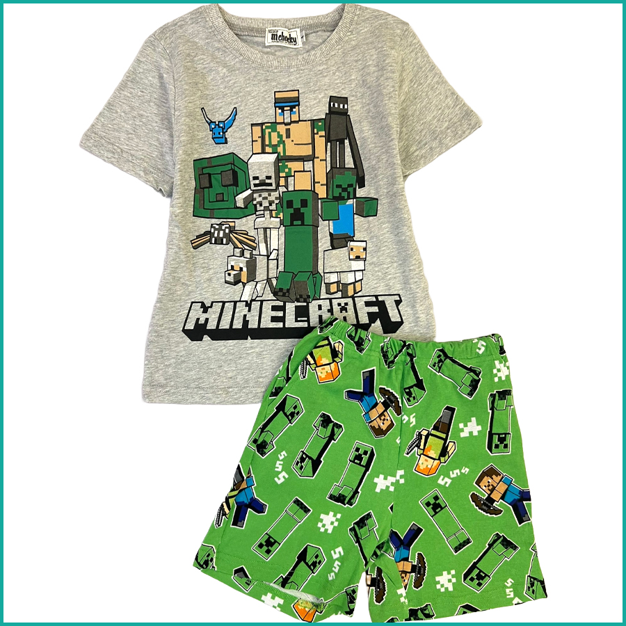 Minecraft Boys Shorts Set - Grey Green - Mchakky
