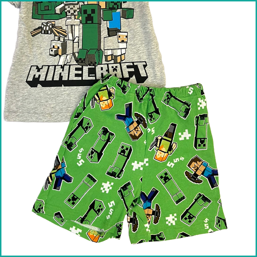 Minecraft Boys Shorts Set - Grey Green - Mchakky