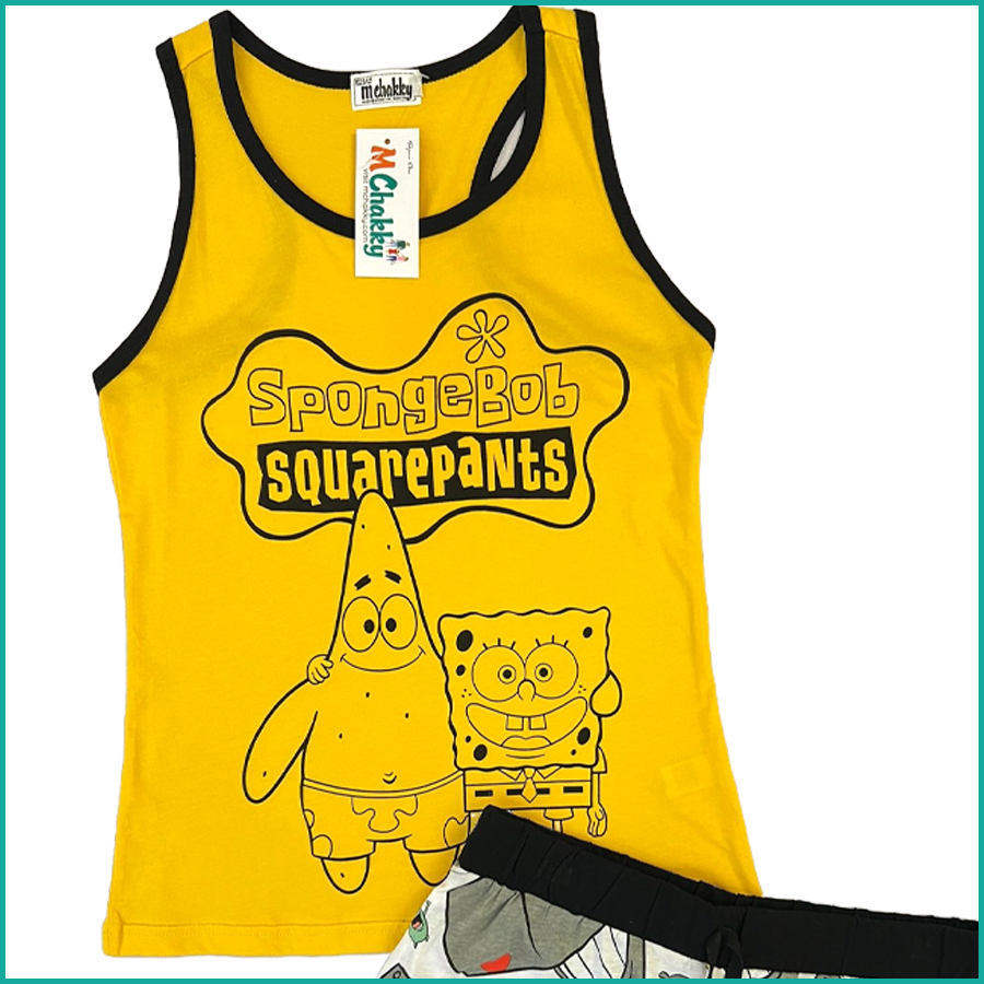 SpongeBob Ladies Cotton Shorts Set - Yellow - Mchakky