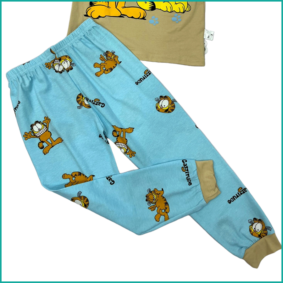Garfield Boys Cotton Pajama Set - Grey Blue - Mchakky