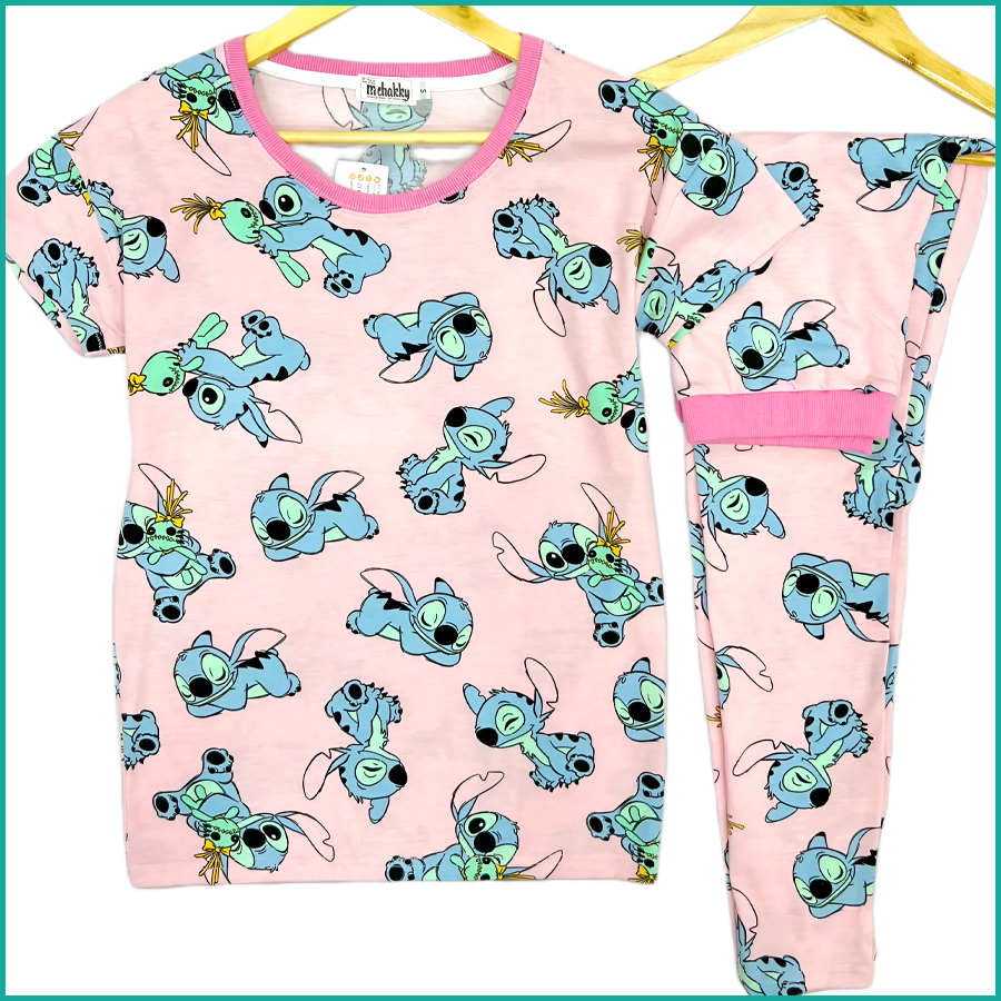 Stitch Play Ladies Pajama Set - Pink - Mchakky