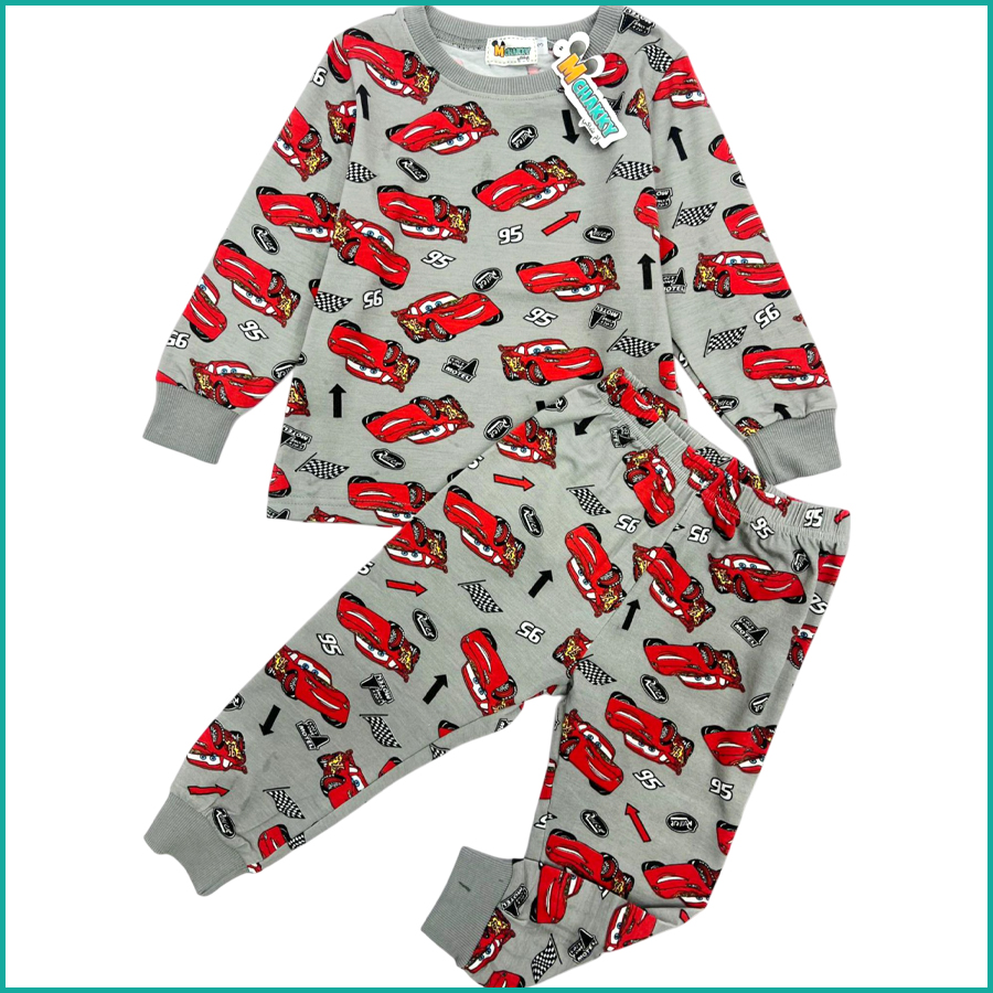 Cars 95 Boys Cotton Full Sleeves Pajama Set - Grey - Mchakky