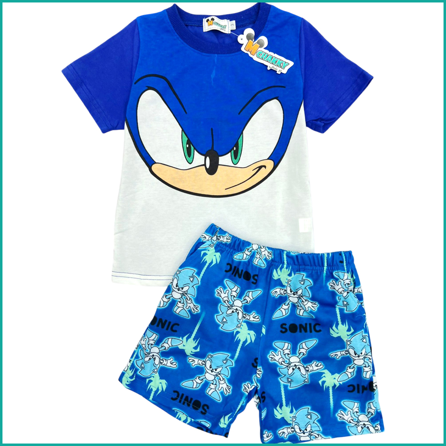 Angry Sonic Boys Cotton Shorts Set - Navy Blue - Mchakky