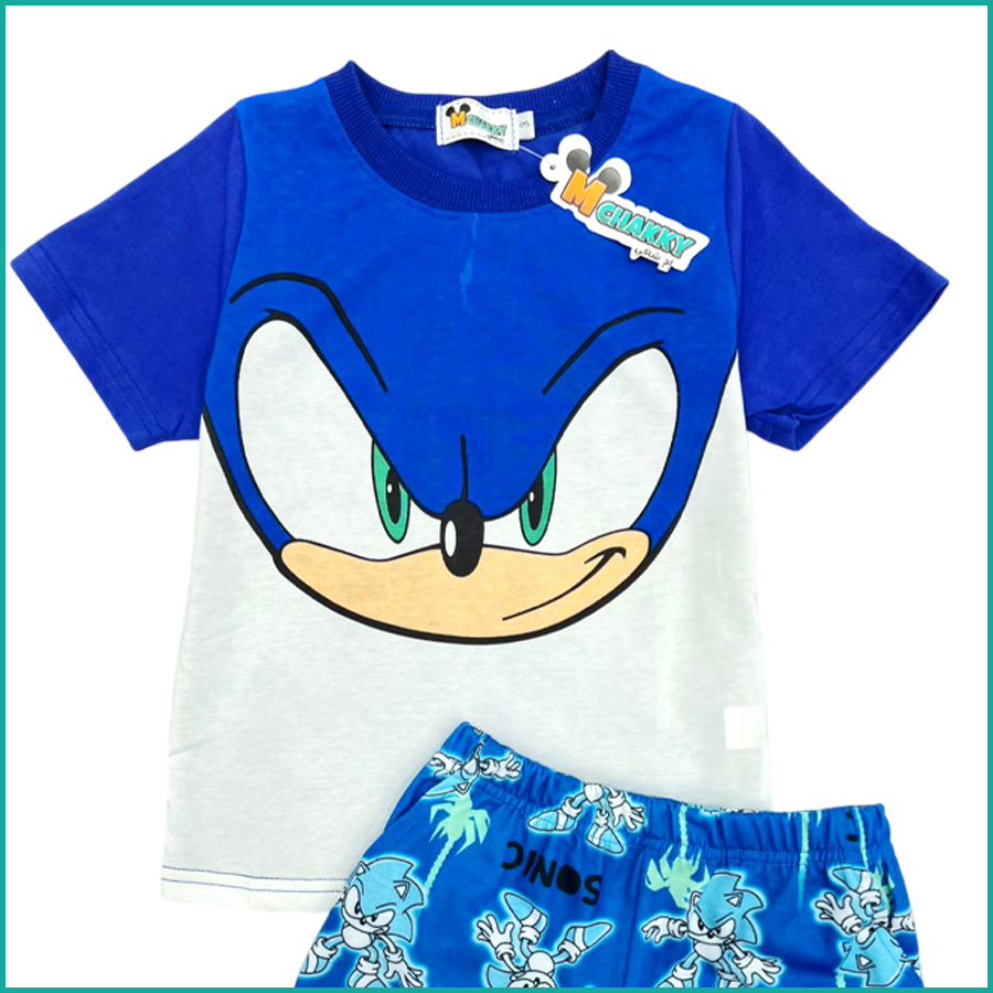 Angry Sonic Boys Cotton Shorts Set - Navy Blue - Mchakky