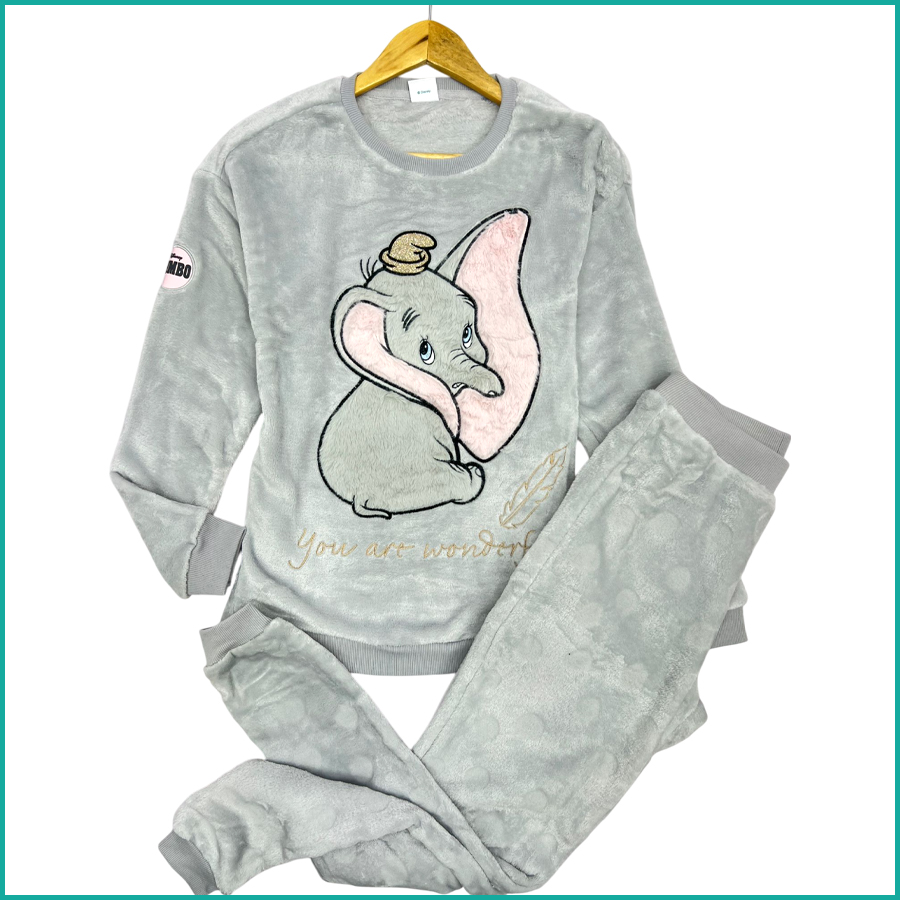 Dumbo Wonderful Ladies Winter Pajama Set - Grey - Mchakky
