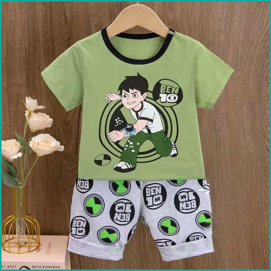 Ben 10 Boys Shorts Set - Green Grey - Mchakky