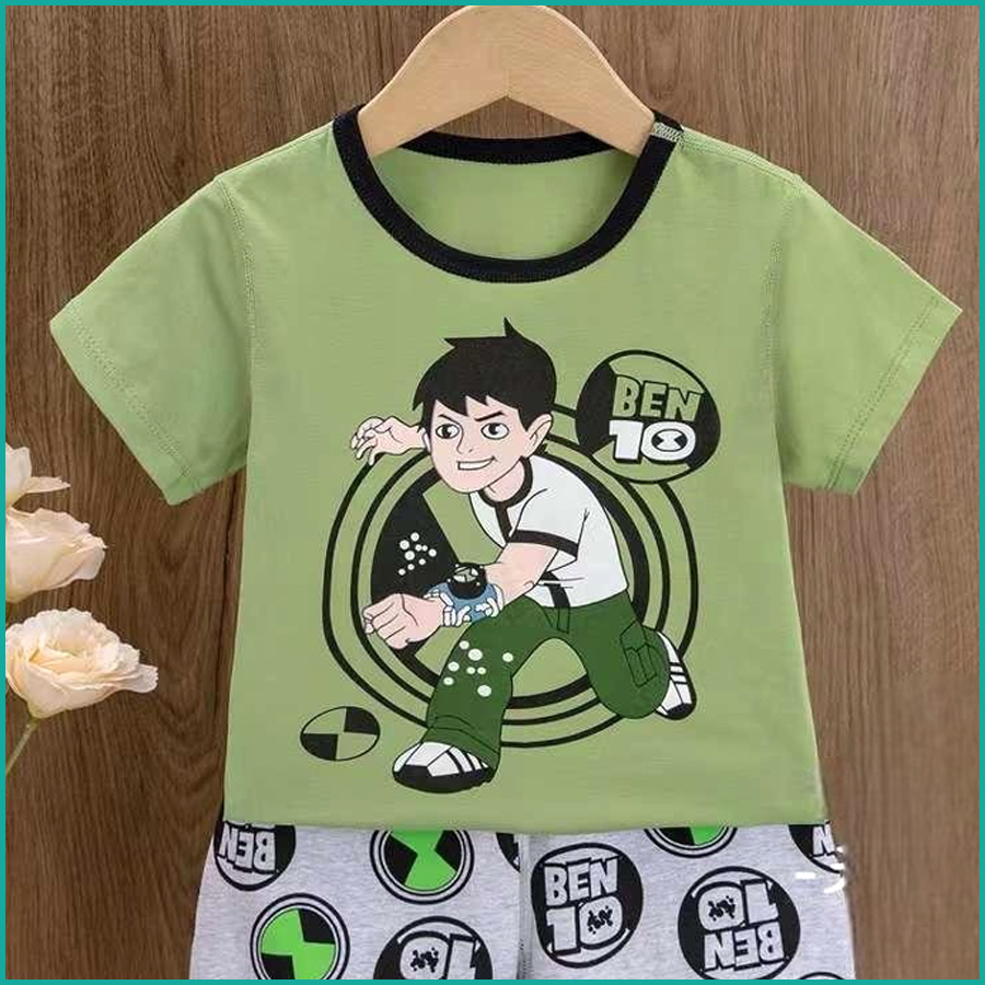 Ben 10 Boys Shorts Set - Green Grey - Mchakky