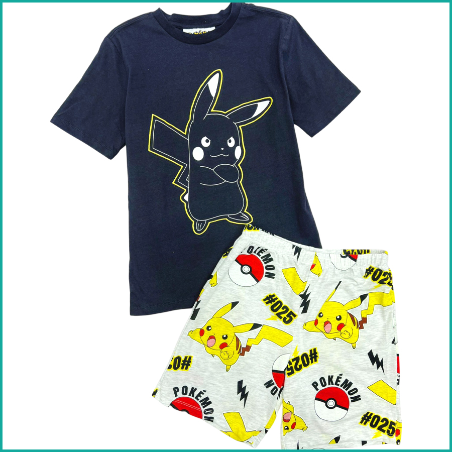 Pikachu Boys Shorts Set - Blue White - Mchakky