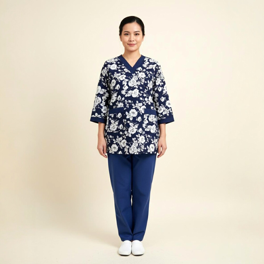 Floral Uniform Maids TETRON Material (TC Material) - Purple Green Navy ...