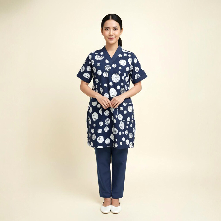Circle Uniform for Maids TETRON Material (TC Material) - Navy Blue Pink ...