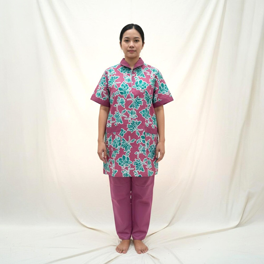 Flower Uniform for Maids TETRON Material (TC Material) – Navy Blue Pink ...