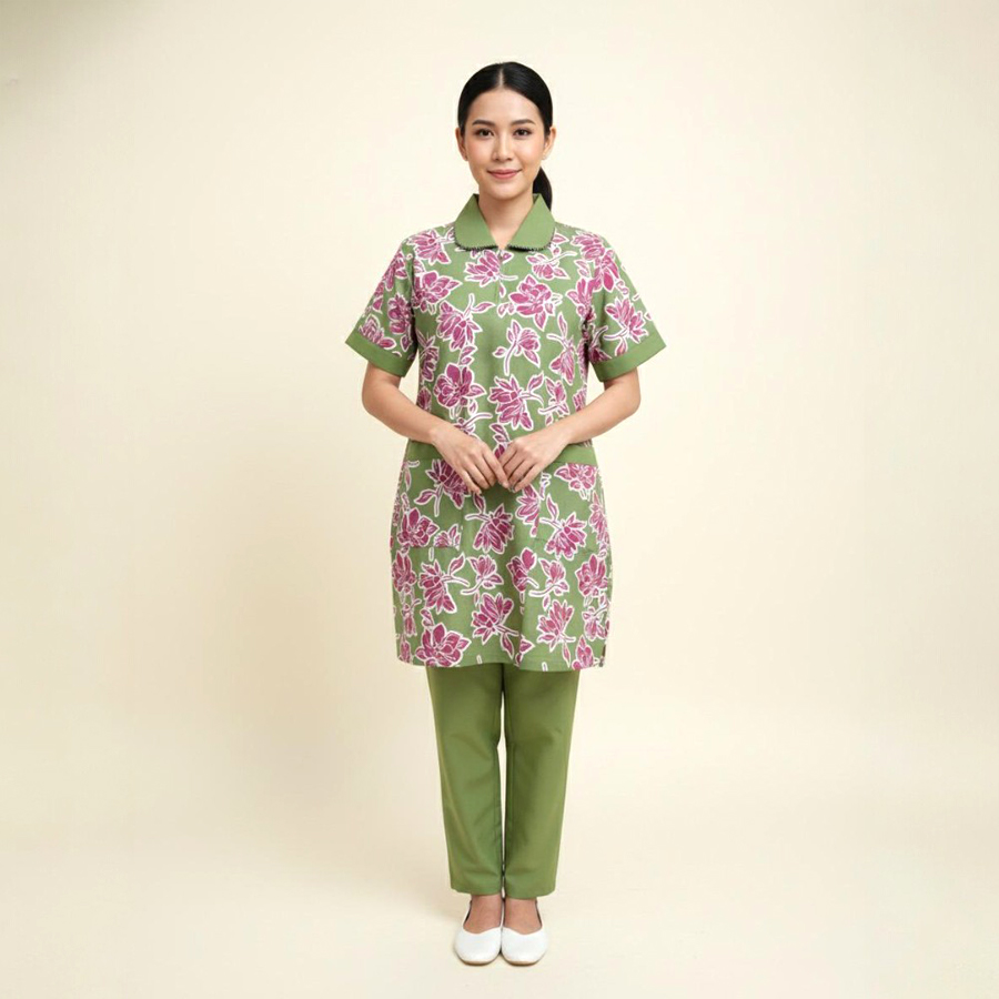 Flower Uniform for Maids TETRON Material (TC Material) – Navy Blue Pink ...